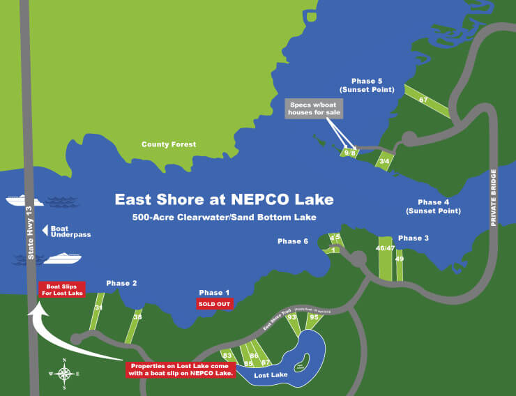 East Shore Properties Map - Nepco Lake